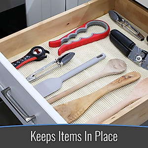 Handy Gourmet Non-Adhesive Cabinet, Drawer & Shelf Liners, Protects and Styles, Simple Installation, (4) Pre-Cut Sheets 10″ x 16″, Ribbed Texture, Beige