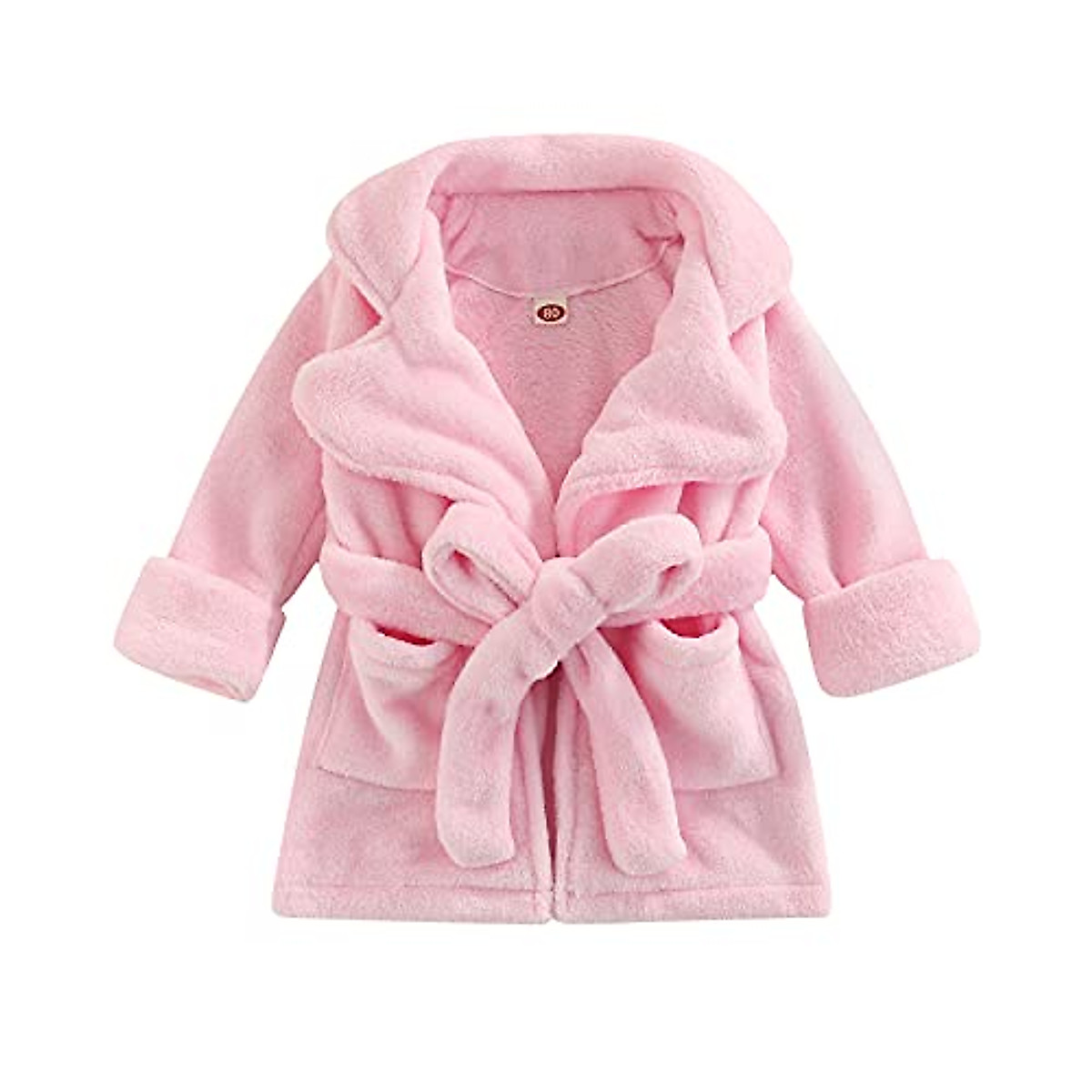 Andannby Infant Toddler Baby Girl Flannel Soft Bathrobes Plush Kimono Robe Pjs Sleepwear with Belt (Pale Pink, 2-3 Years), 2-3T