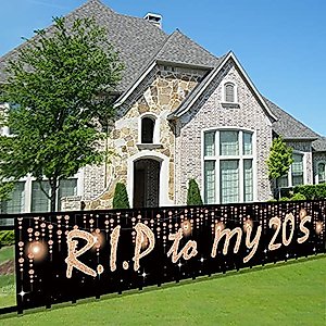 Joyiou Happy 30th Birthday R.I.P To My 20s Backdrop Banner Decorations for Women, Large Rose Gold 30 Birthday Party Sign Supplies, thirty Birthday Photo Booth Props Décor for Indoor Outdoor (9.8x1.6ft)