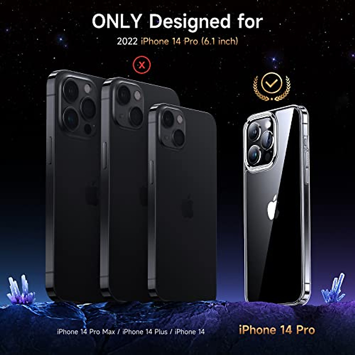 Humixx [5 in 1] for iPhone 14 Pro Case, with 2X Screen Protector + 2X Lens Protector, [20x Anti-Yellowing][12 FT Drop Protection] Clear Shockproof Protective Case for iPhone 14 Pro 6.1 inch