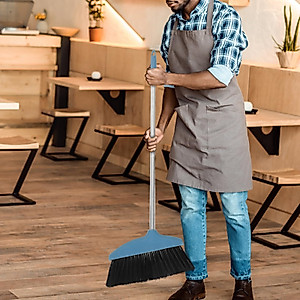 LIFKOME Broom for Floor Cleaning with 84 inch Long Handle Heavy Duty Broom for Sweeping Indoor Outdoor Kitchen Office Blue