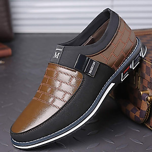 COSIDRAM Men Casual Shoes Sneakers Loafers Walking Shoes Lightweight Driving Business Office Slip on Brown 9.5