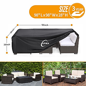 Kipiea 600D Patio Furniture Covers Waterproof Winter, Outdoor Furniture Set Covers for Table Chairs, Heavy-Duty Outdoor Sofa Covers with Anti UV and No Tears, No Fading (98" L x 98" W x 28" H)