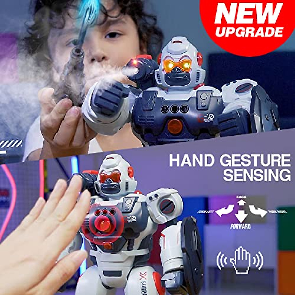 toylefun Robot Toys for Boys Kids 5-7 Year Old Remote Control Robots Gifts for 6-8 Birthday Present Toy Hand Gesture RC Sensing 2022 hot Smart programmable Robotics for 3 4 6 9 10 11 and up