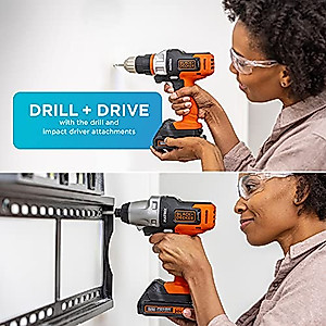 BLACK+DECKER Inflator Multi-Tool Attachment with 20V MAX Matrix Cordless Drill Combo Kit, 2-Tool (BDCMTHPI & BDCDMT120IA)