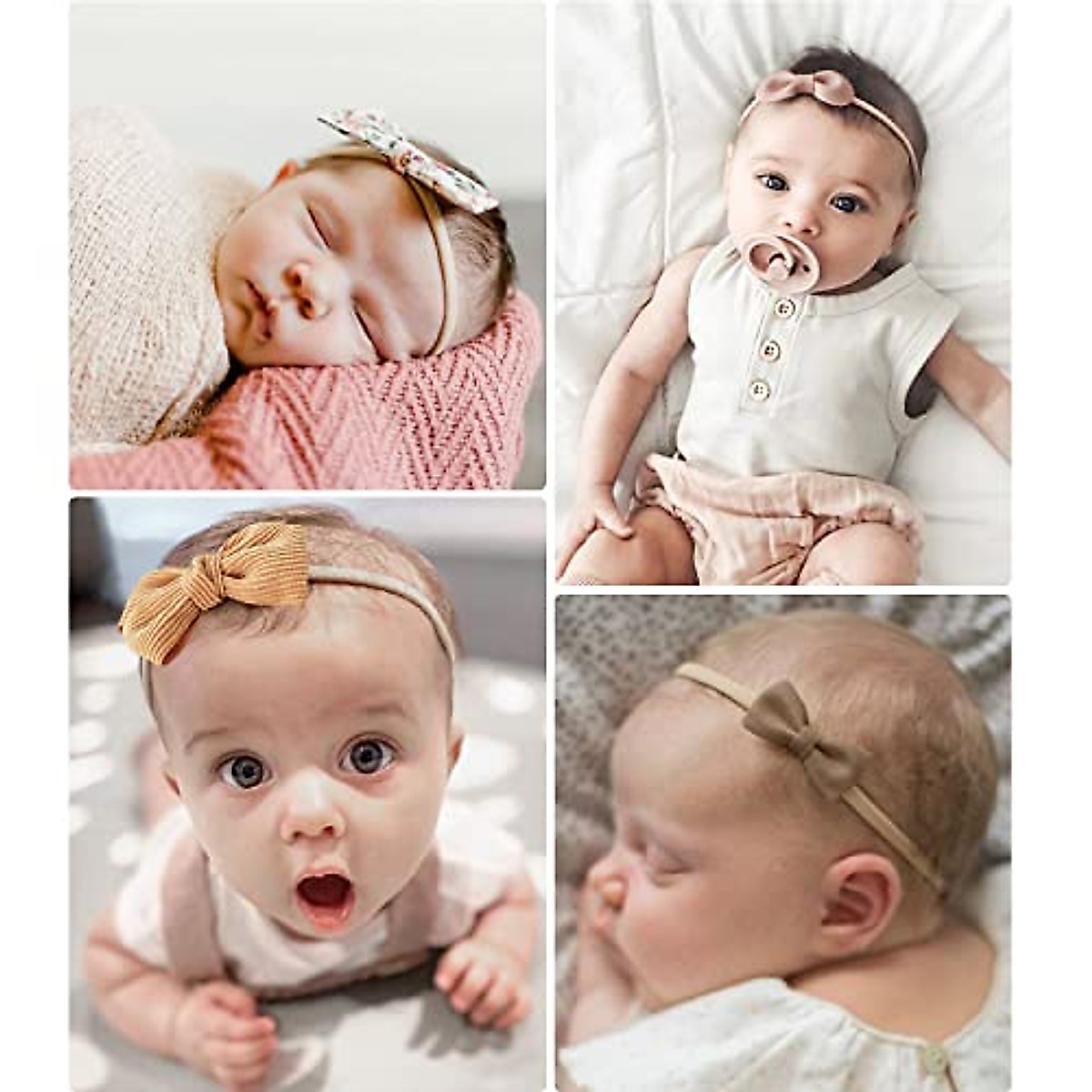 21 PCS Baby Headbands and Bows Hairbands Soft Nylon Elastics Handmade Girls Hair Accessories for Newborn Babies Infant Toddlers Kids