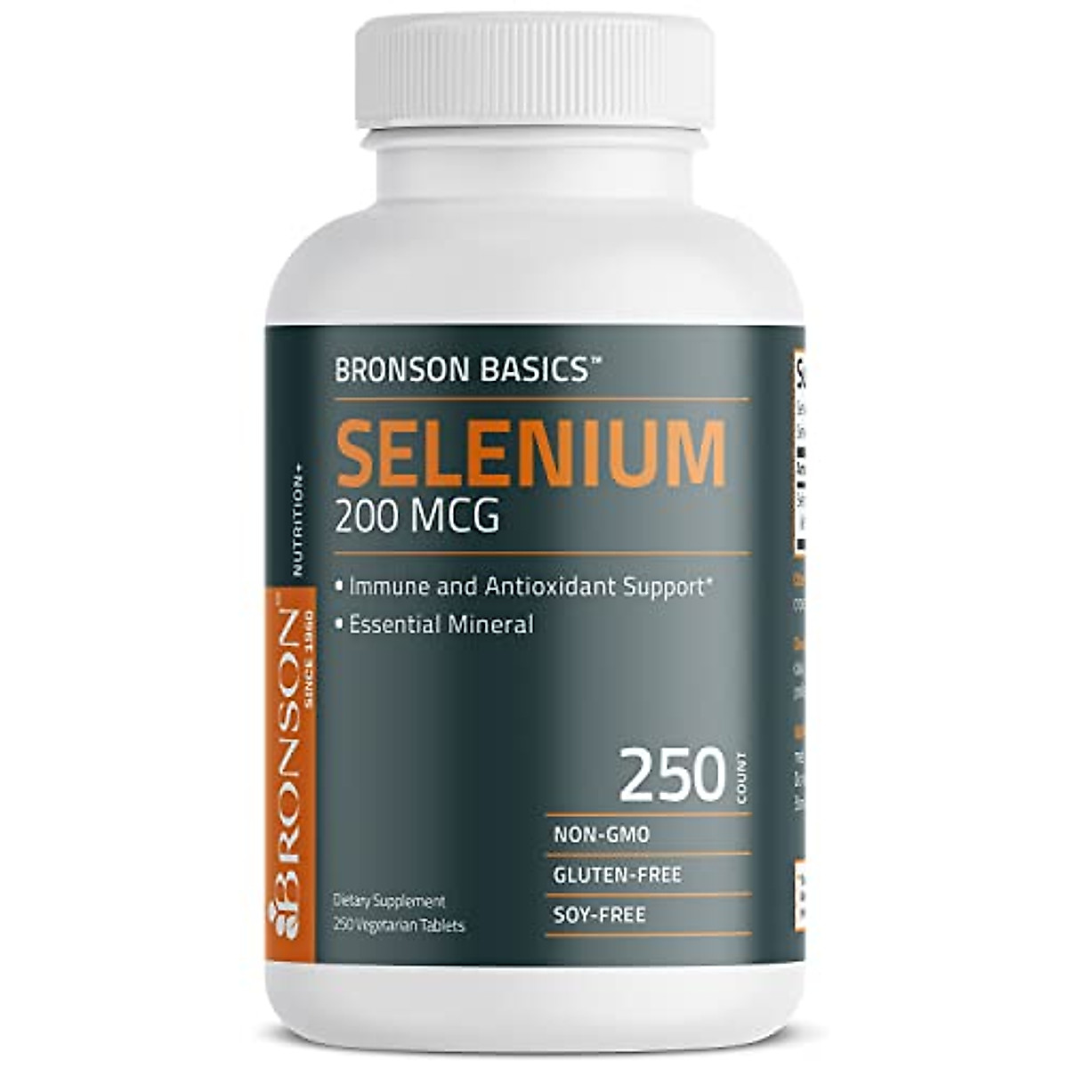 Bronson Selenium 200 mcg Immune & Antioxidant Support Essential Mineral, 250 Vegetarian Tablets