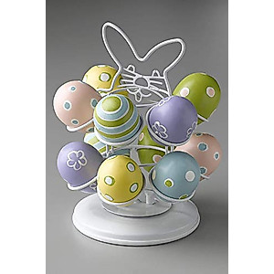 Nifty Easter Egg Carousel - White Powder Coat Finish, Spins 360-Degrees, Kitchen Centerpiece Display Stand, Decorative Egg Holder, Lazy Susan Platform