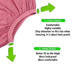 AQX Adult Leakproof Underwear for Incontinence, Washable Low Noise Reusable Adult Diaper Cover, Pink Plastic Pants Cover Unisex 2Pcs (L, Pink)