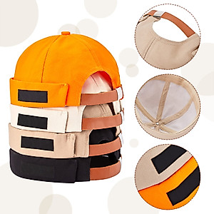 4 Pieces Brimless Hat Retro Skullcap Rolled Cuff Summer Beanie Docker Cap Watch Cap Bald Cap Visor-Less Sailor Hat Fishing Hats with Adjustable Design for Women Men