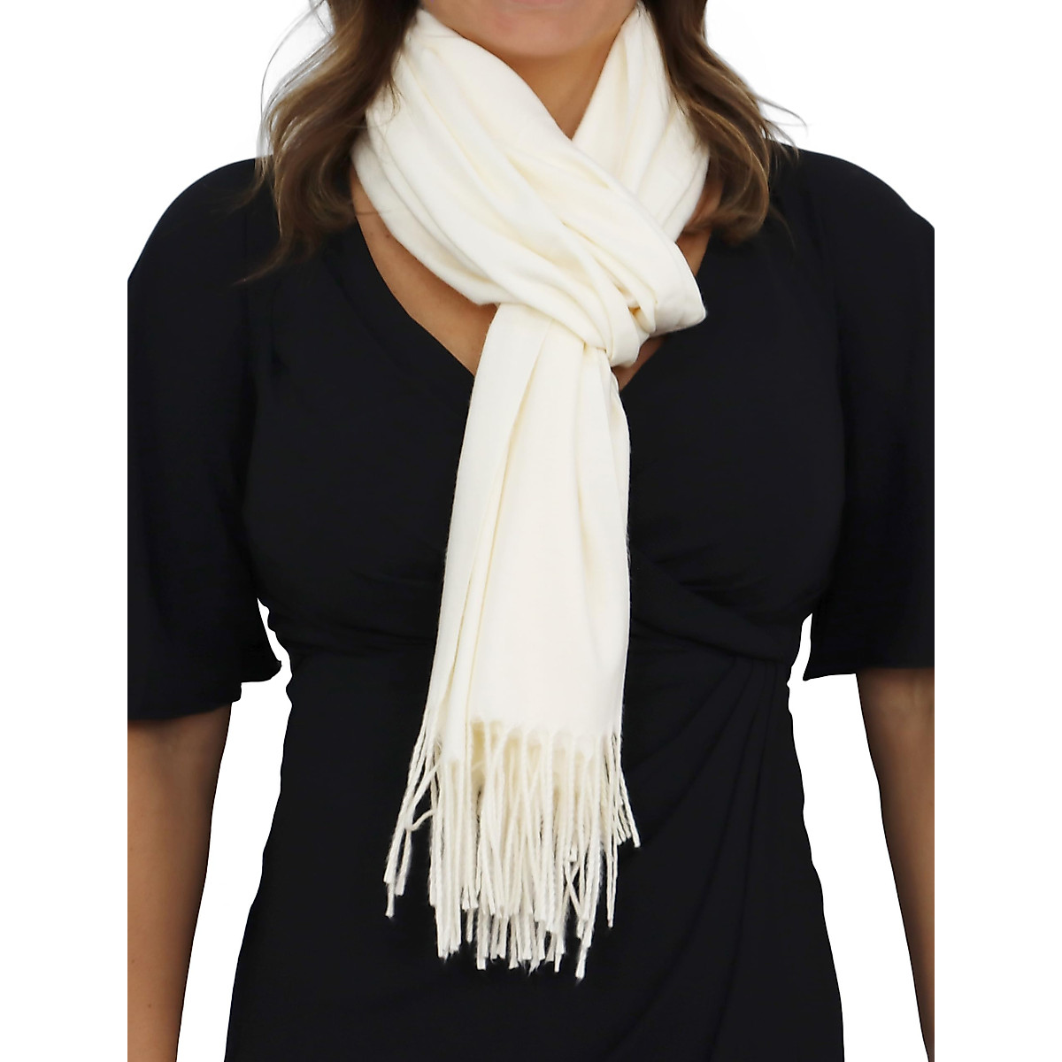 Ocomfly 100% Pashmina Scarf for Women - Premium Womens Scarves. Gift Boxed. Wrap or Coverup. Ultra Soft and Warm. Limited Available - White