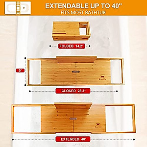 Premium Bathtub Tray Caddy - Expandable Bath Tray - Adjustable Bathroom Tray for Tub - Luxury Bath Caddy Tub Table - Unique House Warming Gifts New Home…