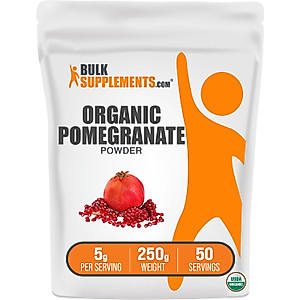 BulkSupplements.com Organic Pomegranate Powder - Pomegranate Supplement for Immune Support, Pomegranate Powder Organic - Gluten Free, 5g per Serving, 250g (8.8 oz) (Pack of 1)