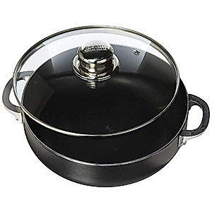 IMUSA USA 3.2-Quart Nonstick Charcoal Caldero (Dutch Oven) with Glass Lid,Black