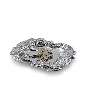 Arthur Court Designs Aluminum Alligator Food Service Tray, Desktop Storage Organizer, Catchall, Valet, Nightstand or Dresser 9 inch Long