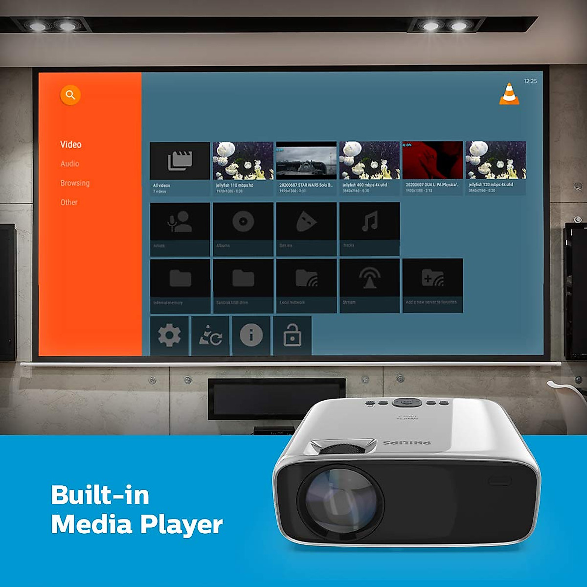 Philips NeoPix Ultra 2, True Full HD Projector with Apps and Built-in Media Player