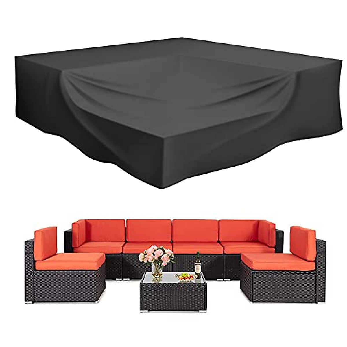 Patio Furniture Sectional Set Covers Large Waterproof Outdoor Furniture Set Covers Loveseat Set Covers Rectangle Heavy Duty 90 inch L x 64 inch W x 28 inch H