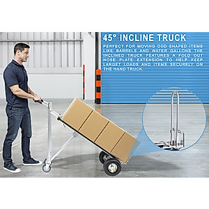 Vergo Industrial AS7A2 Aluminum Convertible Hand Truck Dolly Cart with Loop Handle 700 lbs Capacity (3 Positions, 53" High)
