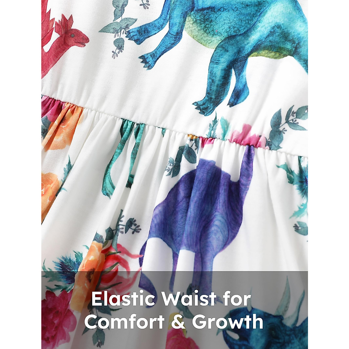 PATPAT Toddler Baby Girl Dress Little Kids Dresses Girls Comfy Ruffle Dinosaur Skirt Sundress 3 Years Old