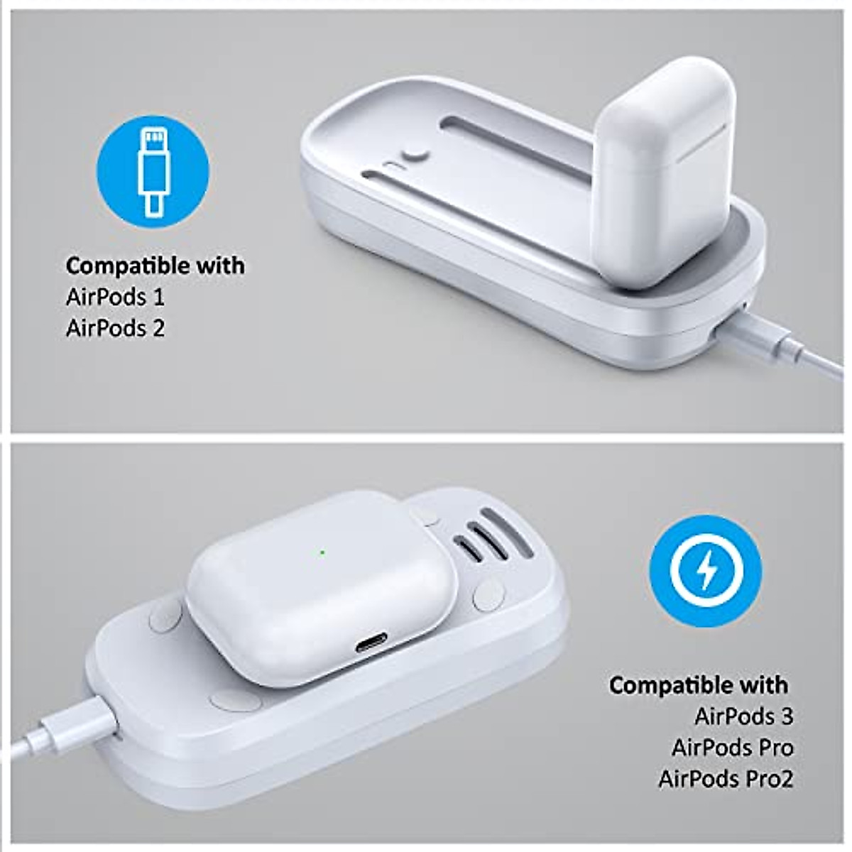HONKID Charging Station for Magic Mouse 2 and Wireless Charging QI Cell Phone, Double-Sided Charging, Usable as Magic Mouse Charger, Stand, and Wireless Charger, USB-A to USB-C Cable Long 5ft, White
