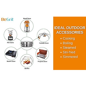 BeGrit Backpacking Camping Cookware Mini Picnic Camping Cooking Mess Kit with Pot and Pan Set for Hiking 8pcs Set