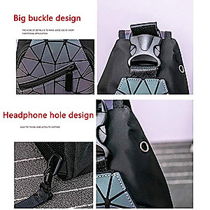 Geometric Luminous Purses and Handbags For Women Holographic Reflective Crossbody Bags Wallet Purse (Luminous Backpack B)