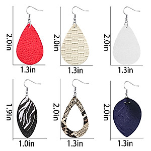 Gushu 28 Pairs Leather Earrings for Women Sets Drop Leather Earrings Multipack Colorful Leaf Teardrop Dangle Earrings Bulk for Women Double-Side Printed