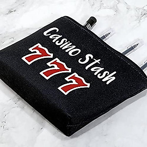 G2TUP Casino Gambling Makeup Bag Casino Stash Accessory Pouch Lucky Sevens Zipper Bag for Gambler (Casino Stash Black makeup bag)