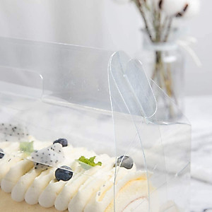 6pcs Transparent Cake Roll Packaging Box with Tray Portable Containers Dessert Holder Dessert Holder Display Food Storage Holder