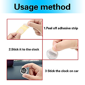Crynod 3 PCS Mini Car Clock for Dashboard, 1.0In x 0.3In Waterproof ABS Round Motorcycle Decorative Clock with Adhesive, Universal Vehicle Digital Clocks Accessories (White)