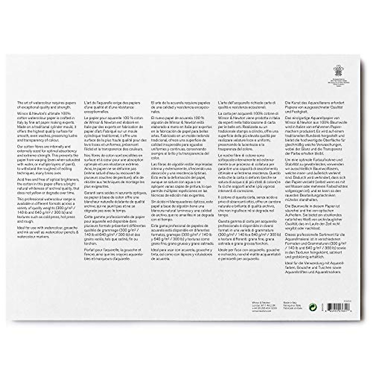 Winsor & Newton Professional Watercolor Paper Block, 10" x 14", Cold Pressed