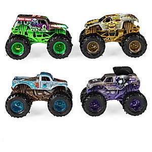 Monster Jam, Official Reveal The Steel 4-Pack of Color-Changing Die-Cast Monster Trucks, 1:64 Scale