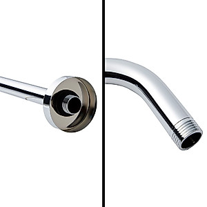 Built Industrial Shower Head Arm Extension with Flange, 15 Inch Wall Mounted Extension Arm for Rainfall Shower Head (Silver Chrome)