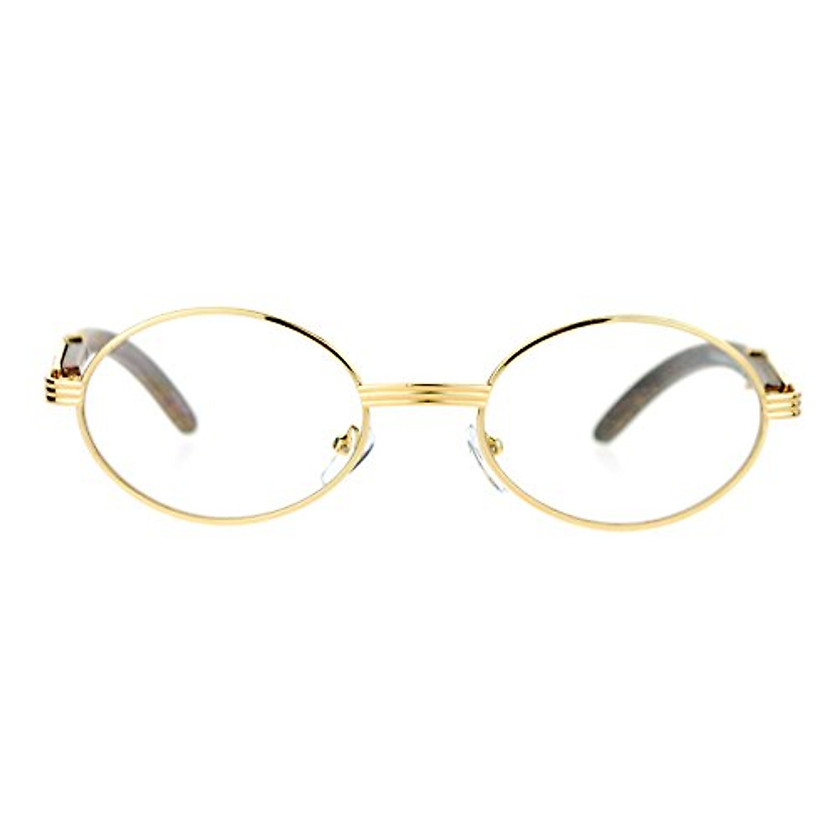 SA106 Art Nouveau Vintage Style Oval Metal Frame Eye Glasses Yellow Gold