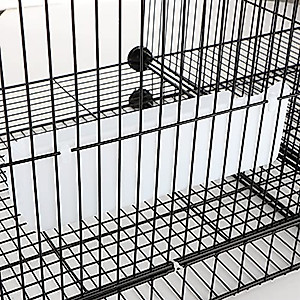 2 Pcs Bird Plastic Double Slot Feeder, Pigeon Food and Water Feeder Cup, Cage Standing Frame Feeder with 2 Plastic Food Spoon