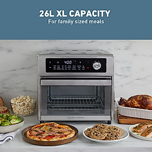West Bend XL Air Fryer Oven 26-Quart with Digital Controls Easy-View Door and 24 Cooking Presets, Includes Nine Accessories, 1700-Watts, Metallic
