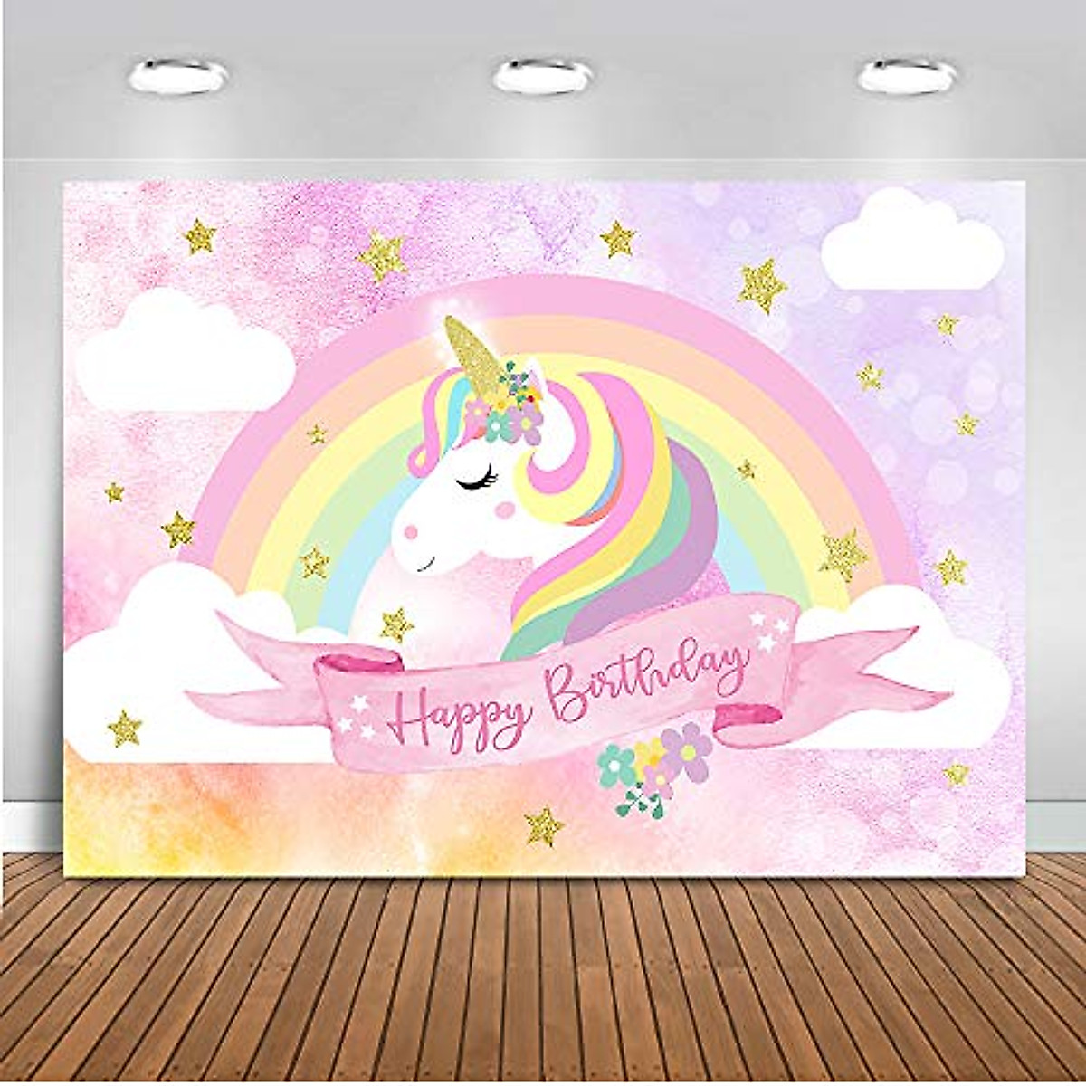 Avezano Unicorn Birthday Backdrop Pink Rainbow Cloud Unicorn Photography Background 5x3ft Vinyl Unicorn Theme Birthday Party Backdrops