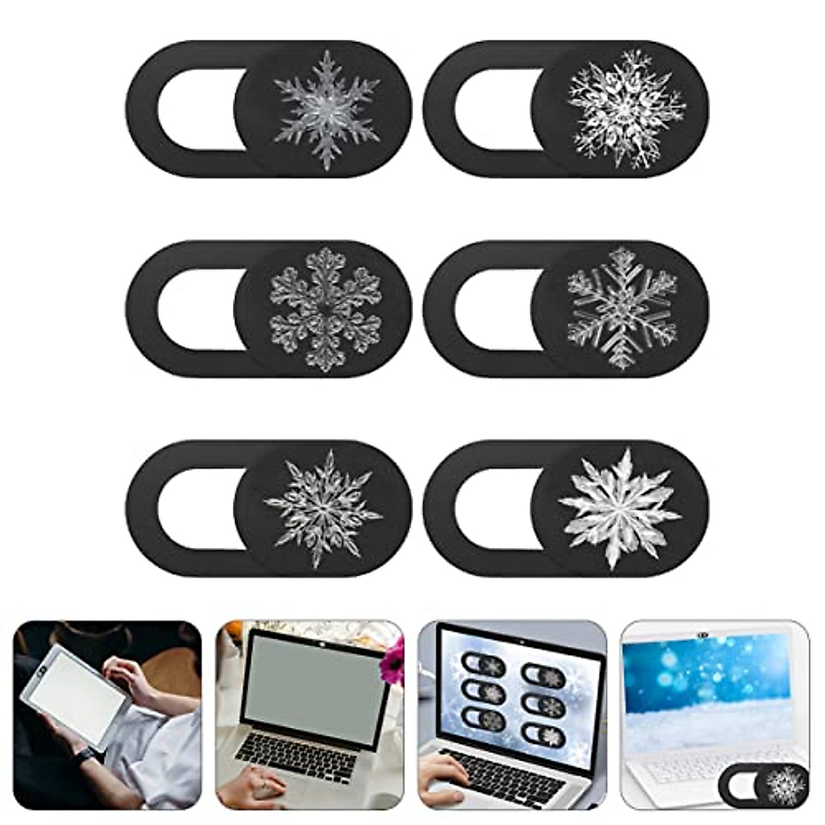 SOLUSTRE Computer Camera Computer Stickers 12pcs Phone Computer Privacy Tablet Black Blocker Laptop Webcam Camera for Slide Snowflake Cover Computer Camera Computer Stickers
