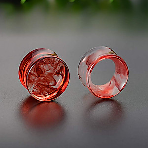 COOEAR 2 Pairs Matched Set Gauges for Ears Flesh Tunnels Kits Plugs Earrings Red Acrylic Ear Expander Stretchers Piercing.