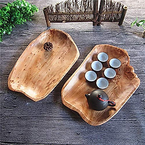 OUEEGER Wood Tray for Decor, Unique Handmade Wood Serving Tray for Fruit Food Table(15.7 INCH)