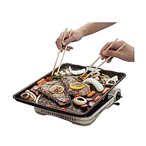 Letusto Premium Grill Plate Risen Pan W12 x16 x2.1inch- Korean BBQ Non-Stick Cookware with Double structure, Ceramic Coating/Solve Hybrid Coating (Wave)