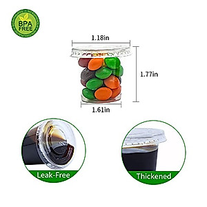 PartyMars 1 oz Plastic Disposable Dipping Sauce Cup With Lids, Mini Plastic Dip Condiment Containers，Souffle Cups,Portion Cups, Jello Shot Cups