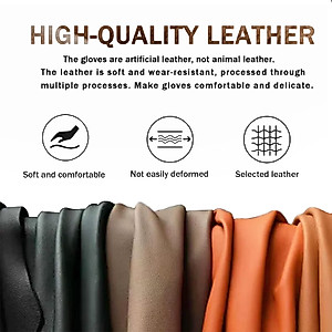 REDESS Womens Winter Leather Gloves Touchscreen Texting Driving Gloves With Warm Wool Lining/M