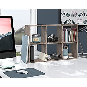 ClosetMaid Mini 6-Cube Desktop Storage Wall Mount Organizer, Weathered Teak