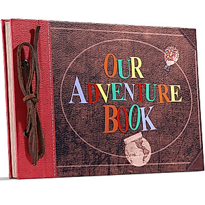 Photo Album Scrapbook, Photo Album, Adventure Book, Our Adventure Book Scrapbook with Color Cover 3D Alphabet Up Travel Scrapbook Memories Record, DIY Family Scrapbook Album 40 Page Vintage Book