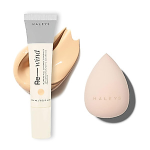 HALEYS Full-Coverage Concealer Set (Light/Medium-Warm): Re-wind Blurring Full Coverage Concealer, Brighten, Reduce dark circles and fine lines, Longwear, Lightweight, Re-mix Makeup Sponge, Smooths