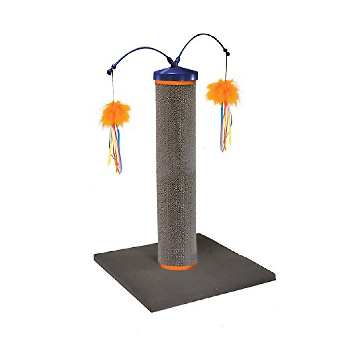 SmartyKat Scratch 'N Spin Carpet Cat Scratching Post with Spinning Wand Toys - Gray, One Size