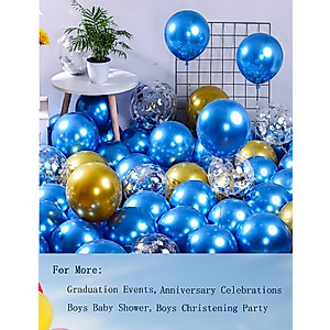 Chrome Metallic Blue Balloons 12 inch 100 pcs Latex Balloons Birthday Balloons Shiny Balloons Graduation Halloween Party Decoration Wedding Birthday Baby Shower Christmas Party