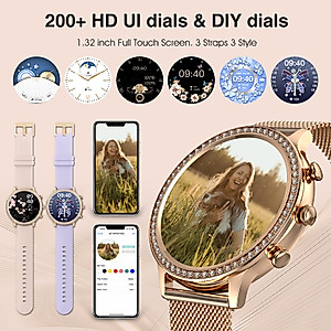 Lefitus Women's Smart Watch(Call Receive/Dial), Fitness Tracker Waterproof Smartwatch for Android iOS Phones with 1.32" HD Full Touch Screen AI Voice Control Heart Rate Sleep Monitor Pedometer