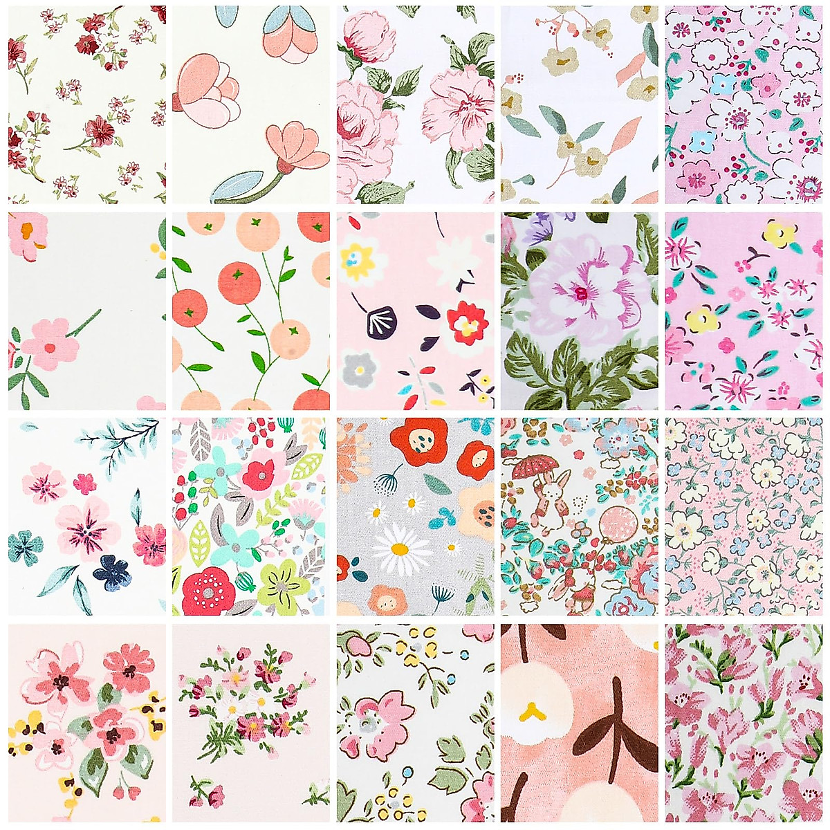 40 Pcs Floral Cotton Fabric Patchwork Roll Cotton Quilting Fabric Roll up Cotton Fabric Quilting Strips 2.55 Inch Precut Patchwork Roll for Craft Sewing DIY Crafts (Pink Floral)
